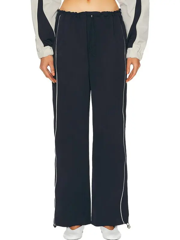 GRLFRND Cinched Waist Wide Leg Pant - Navy & Ivory