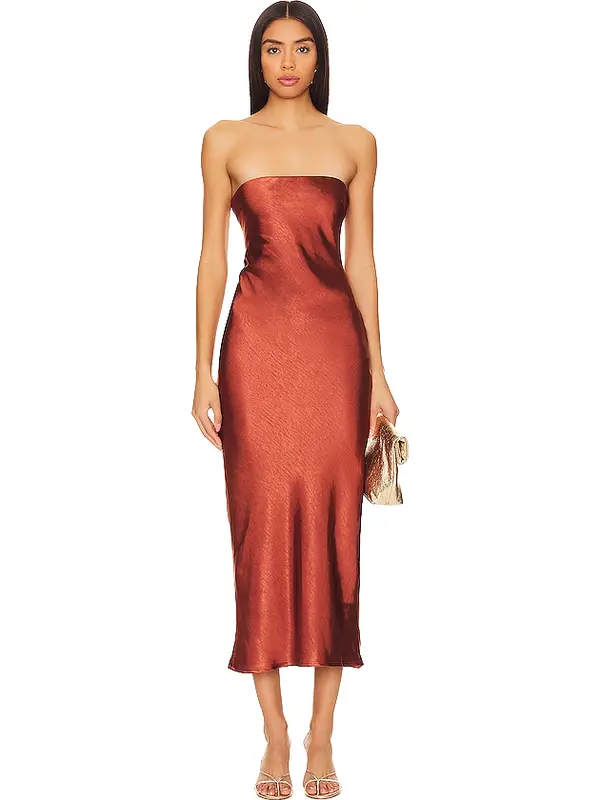 MORE TO COME Emma Strapless Maxi Dress - Chocolate