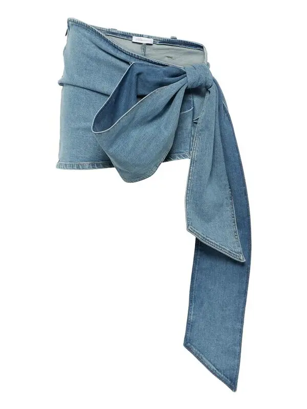 Blumarine Bow-detailed Denim Miniskirt - Blue