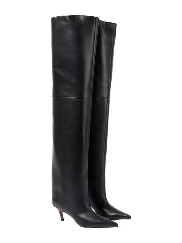 Amina Muaddi Fiona 60 Leather Over-the-knee Boots - Black