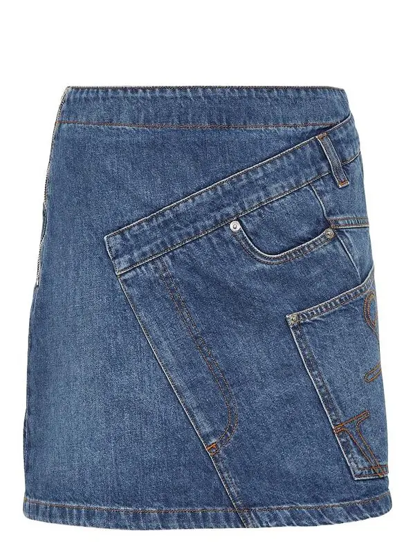 JW Anderson Twisted Asymmetric Denim Miniskirt - Blue