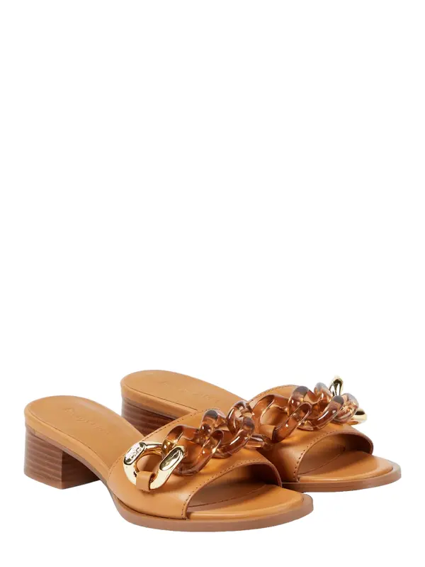 See By Chloé Embellished Leather Mules - Beige