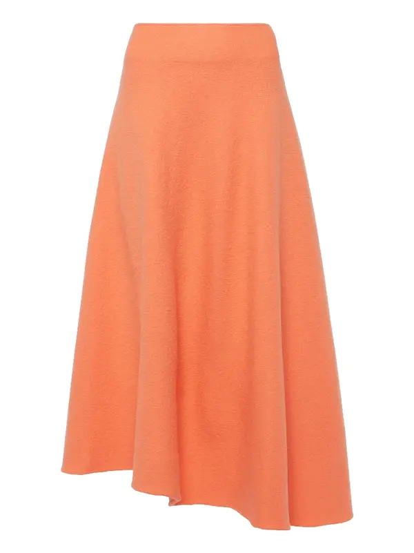 JIL SANDER High-rise Asymmetric Wool Midi Skirt - Orange