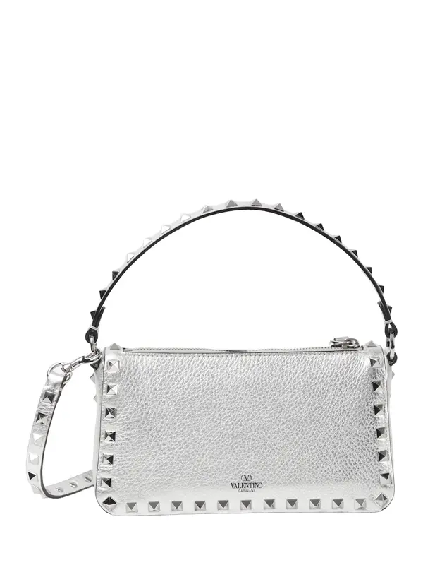 Valentino Garavani Rockstud Small Leather Crossbody Bag - Silver