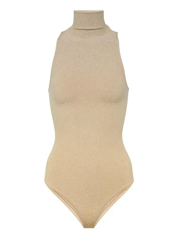 Wolford Fading Shine Turtleneck Bodysuit - Gold
