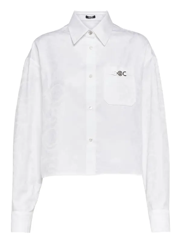 Versace Barocco Jacquard Cropped Shirt - White
