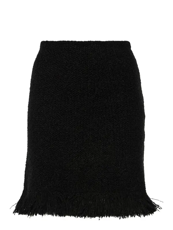 Chloé High-rise Fringed Wool-blend Miniskirt - Black