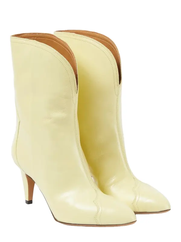 Isabel Marant Dytho Leather Ankle Boots - Yellow