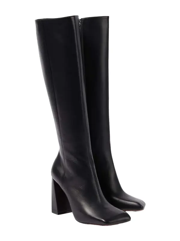 Amina Muaddi Marine 95 Nappa Leather Knee-high Boots - Black