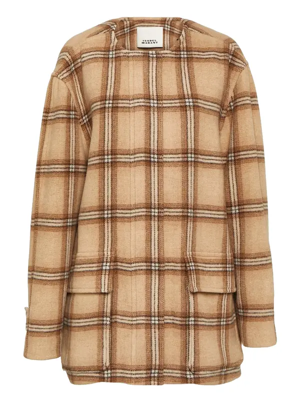 Isabel Marant Checked Wool-blend Coat - Brown