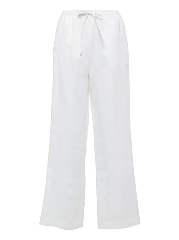 Asceno Aurelia Linen Straight Pants - White