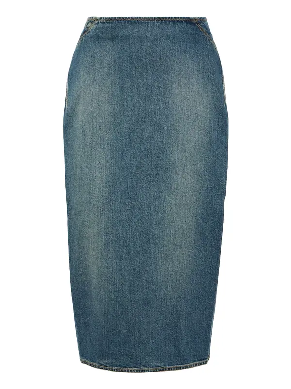 Alaïa Denim Pencil Skirt - Blue