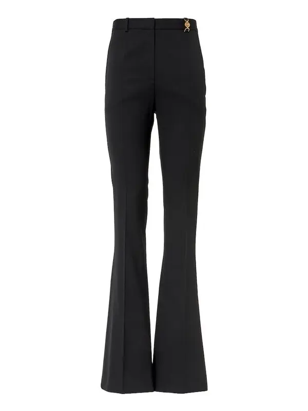 Versace High-rise Flared Wool-blend Pants - Black