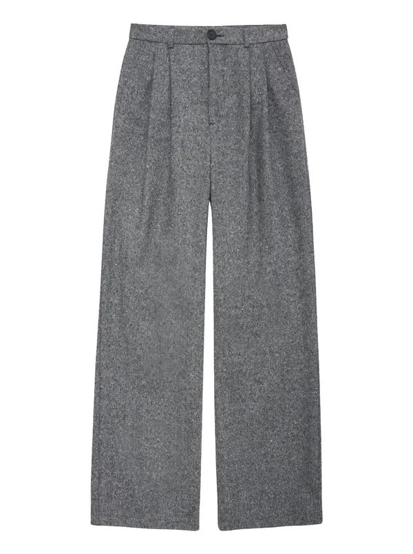 ANINE BING Carrie Wool Tailored Trousers - Grey