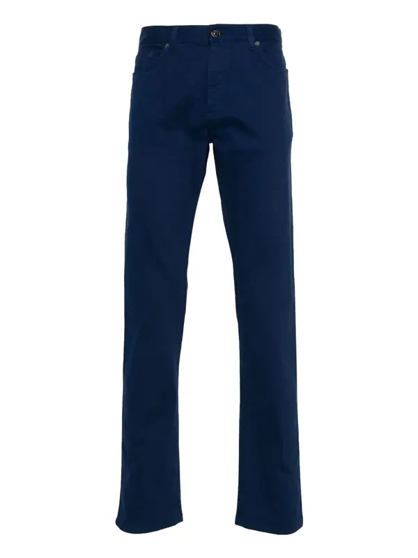 Zegna Cotton Straight-leg Trousers - Blue