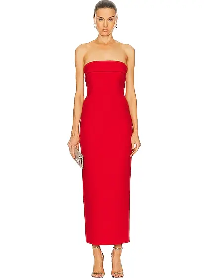 THE NEW ARRIVALS ILKYAZ OZEL Rhea Strapless Dress - Pedro Red