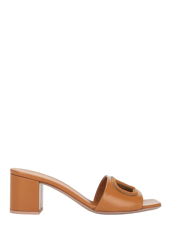 Valentino Garavani Vlogo Cut-out Mules - Almond Beige & Antique Brass