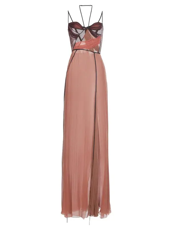 NENSI DOJAKA Mae Draped Silk Corset Gown - Pink