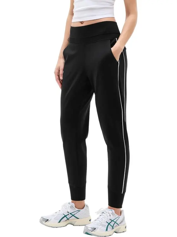 Athleta Venice High Rise Track Stripe Jogger - Black/white Stripe