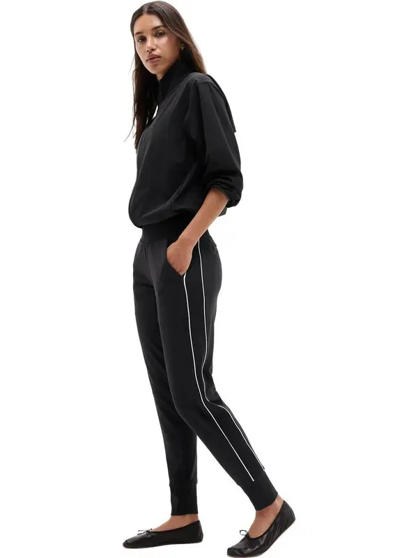Athleta Venice High Rise Track Stripe Jogger - Black/white Stripe