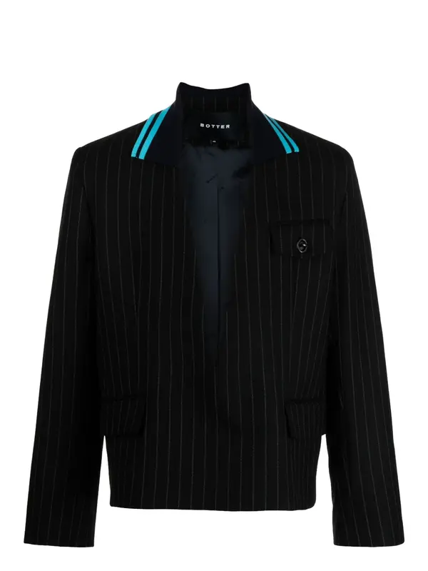 BOTTER Striped Knit-collar Jacket - Black