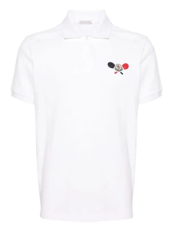 Moncler Logo-patch Piqué-weave Polo Shirt - White