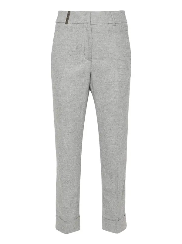 Peserico Bead-embellished Cropped Trousers - Grey