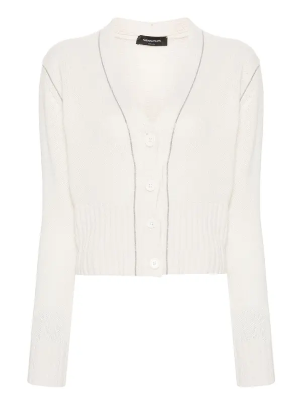 Fabiana Filippi Bead-embellished Cashmere Cardigan - Neutrals