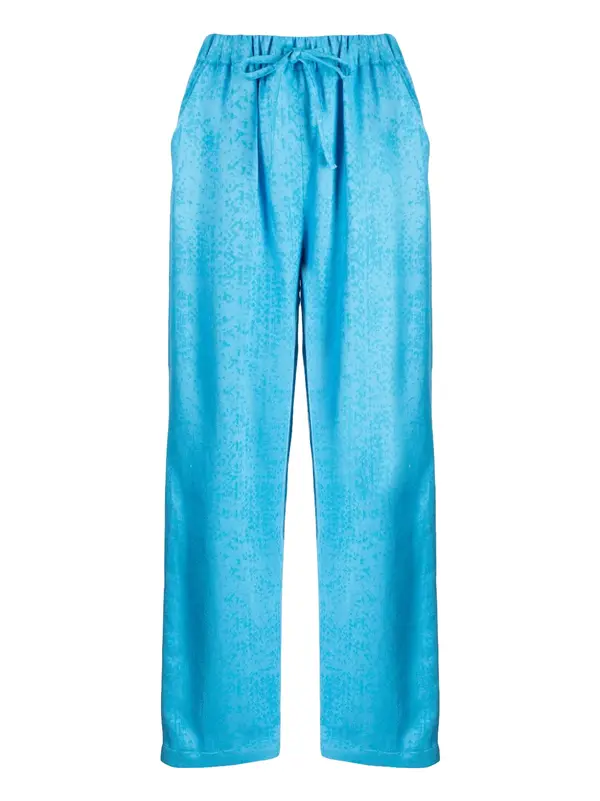 BAMBAH Torin Abstract-print Linen Lounge Trousers - Blue