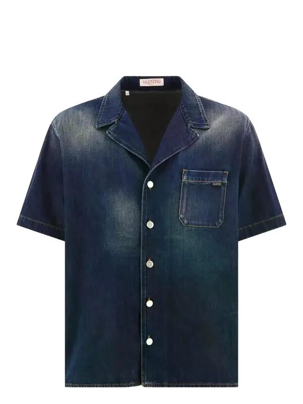 Valentino Garavani Denim Chambray Bowling Shirt - Blue