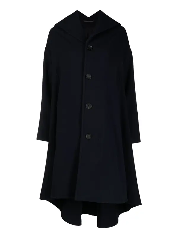 Yohji Yamamoto Cut-out Collar Maxi Coat - Blue