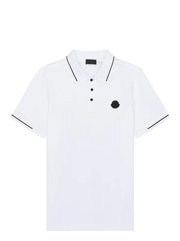 Moncler Short Sleeve Polo In White - Brilliant White