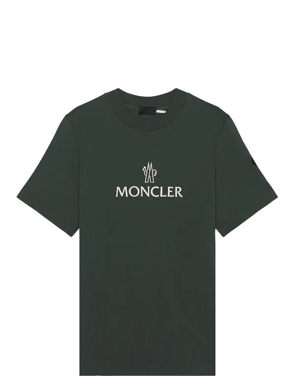 Moncler Short Sleeve Logo T-shirt In Green - Kombu Green