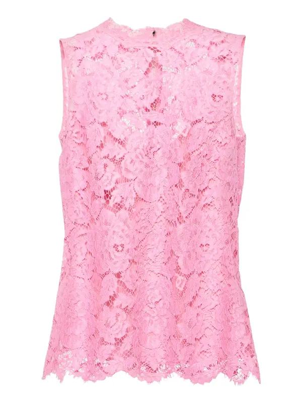 Dolce & Gabbana Floral Lace Top - Pink