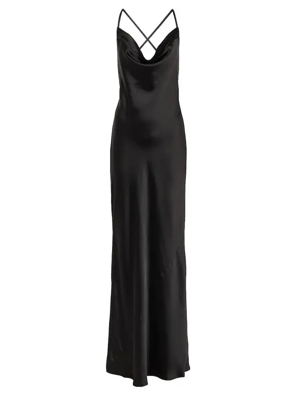Norma Kamali Satin Slip Gown - Black