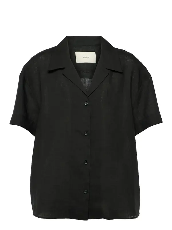 Asceno Prague Linen Shirt - Black