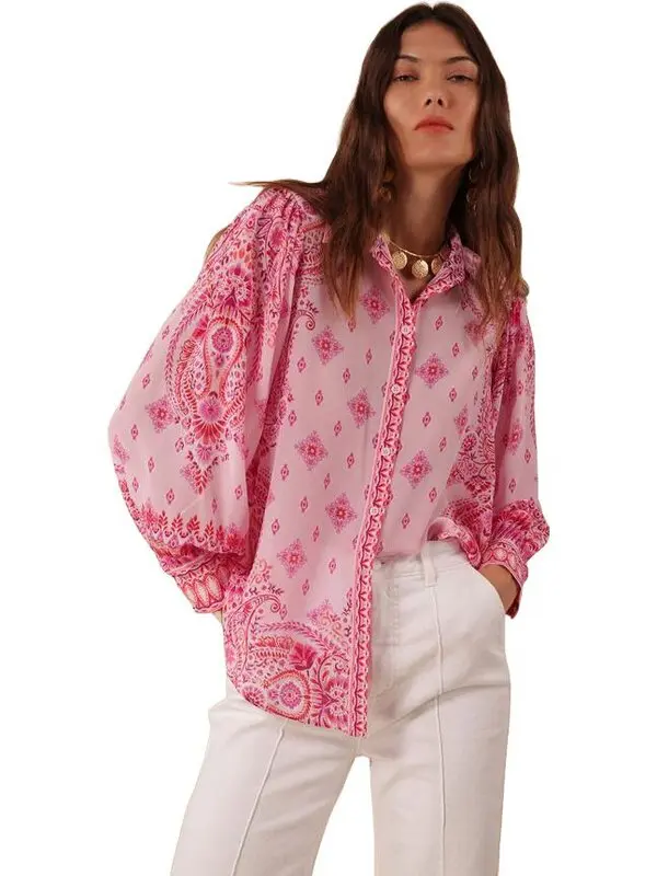 Hale Bob Eden Silk Top - Pink