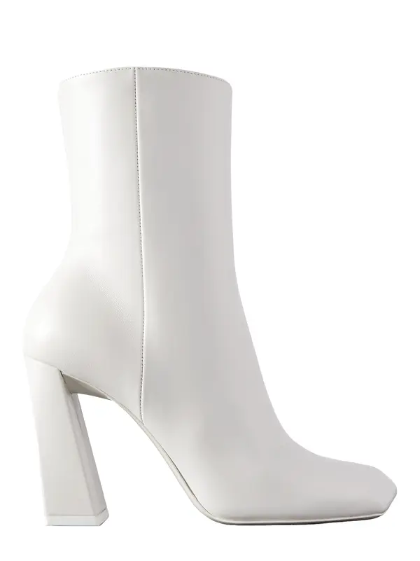 Amina Muaddi Marine Leather Ankle Boots - White