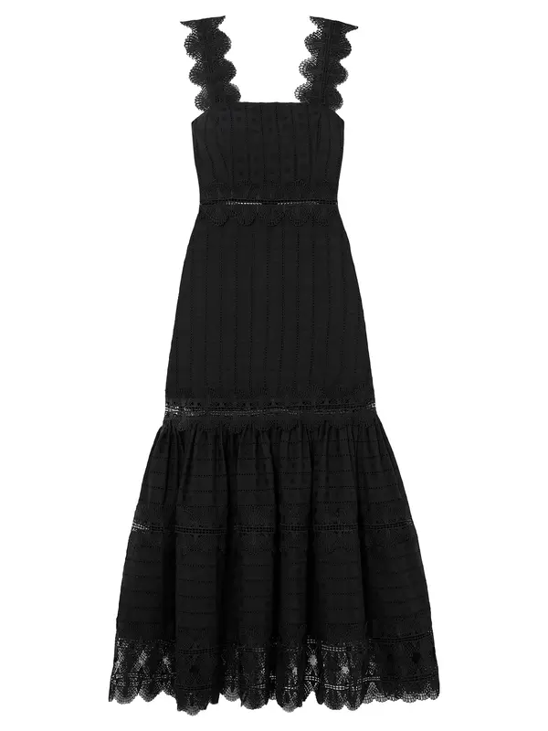 Waimari Net Sustain Ibiza Broderie Anglaise Midi Dress - Black