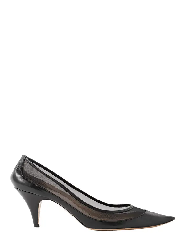 Khaite River Iconic Leather And Mesh Pumps - Black