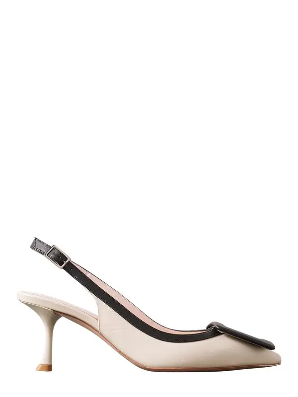 ROGER VIVIER Viv In The City 65 Leather Slingback Pumps - White