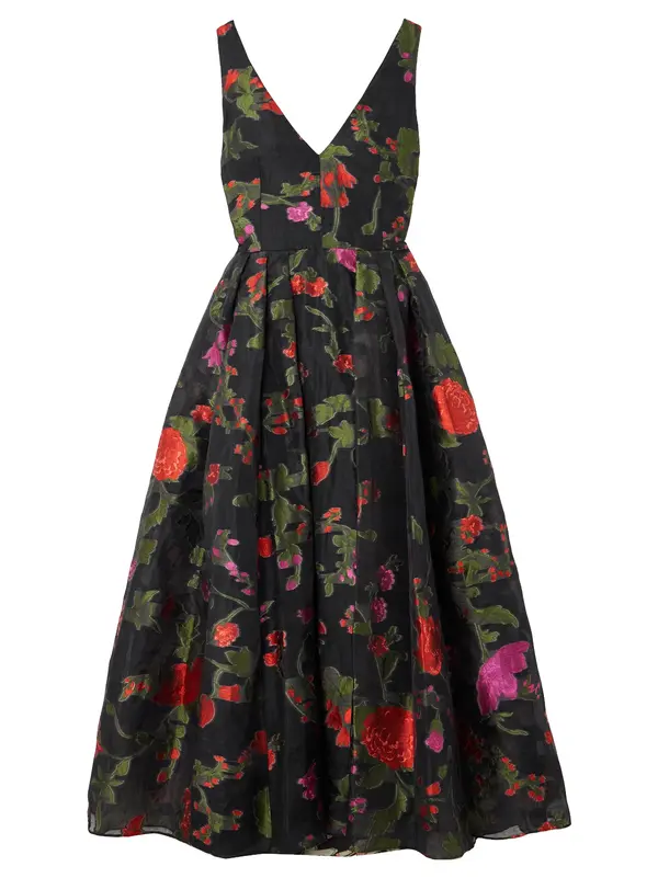 Erdem Fil-coupé Organza Midi Dress - Red