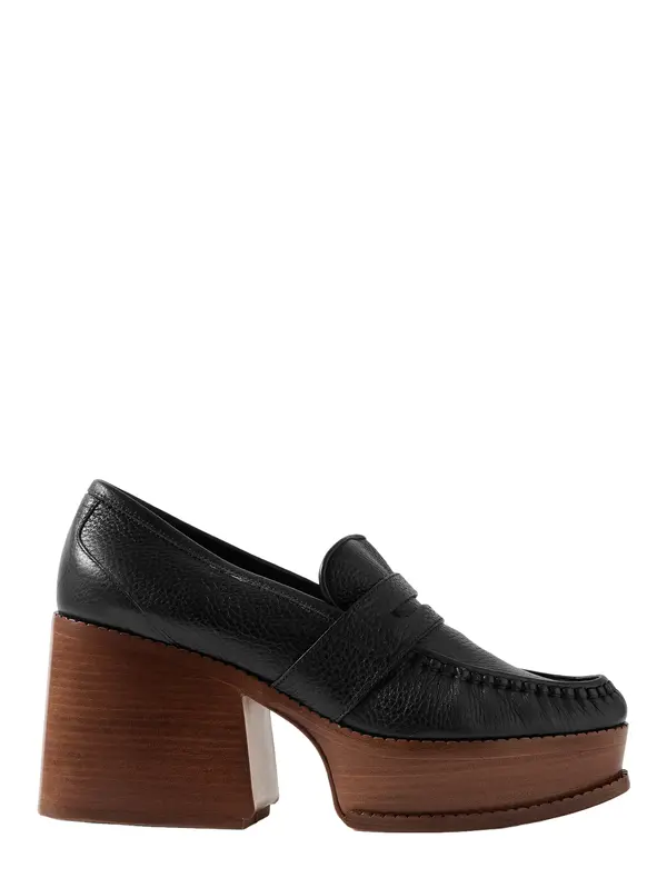 Gabriela Hearst Augusta Textured-leather Platform Loafers - Black
