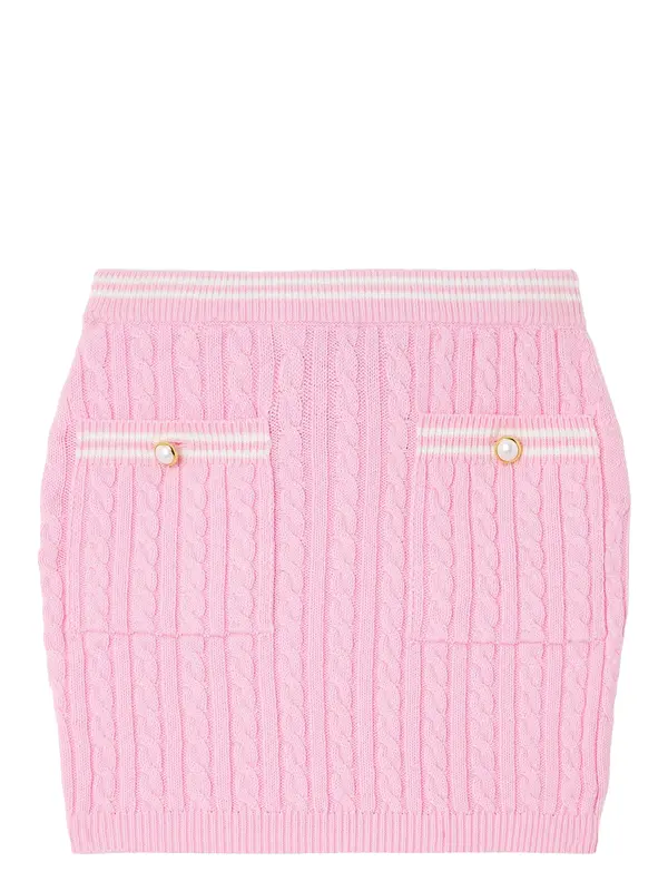 Alessandra Rich Cable-knit Cotton Mini Skirt - Pink