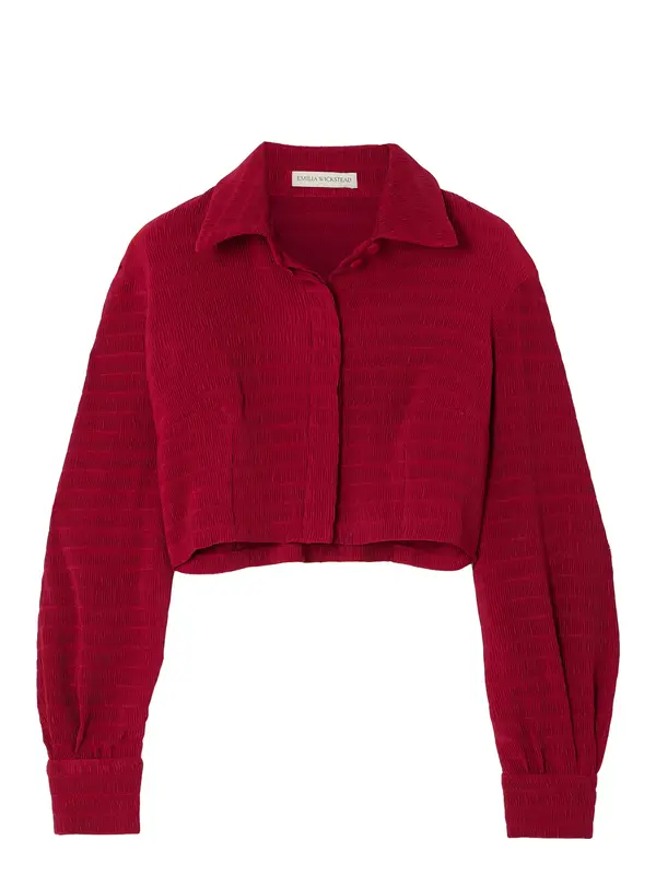 EMILIA WICKSTEAD Raiden Cropped Jacket - Red
