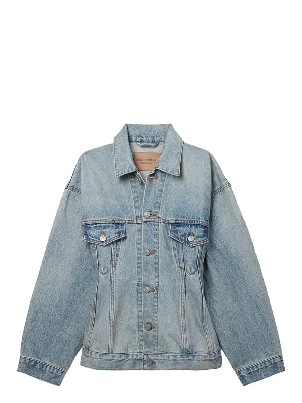 Balenciaga Hourglass Oversized Denim Jacket - Blue