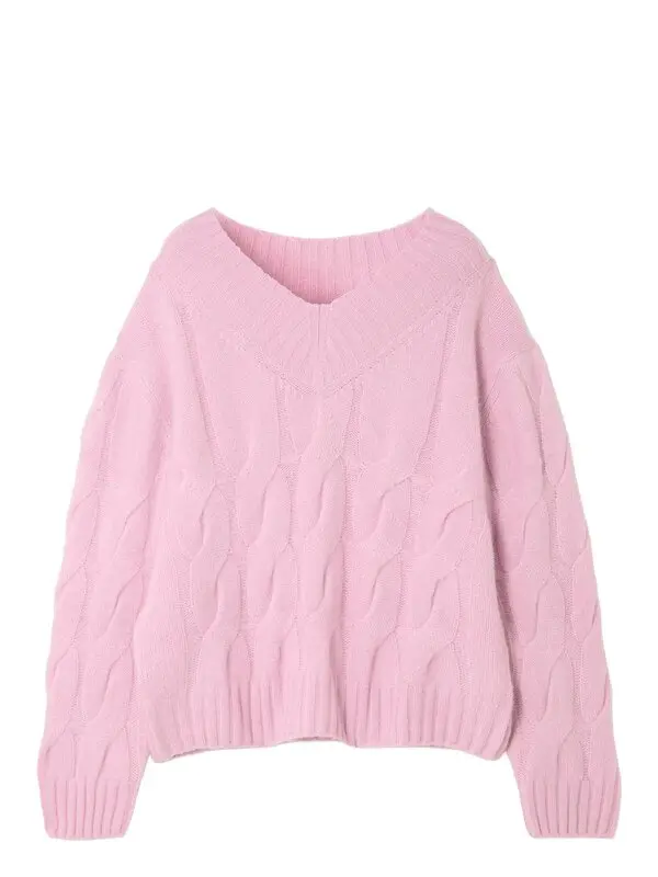 ALLUDE Cable-knit Cashmere And Silk-blend Sweater - Pink