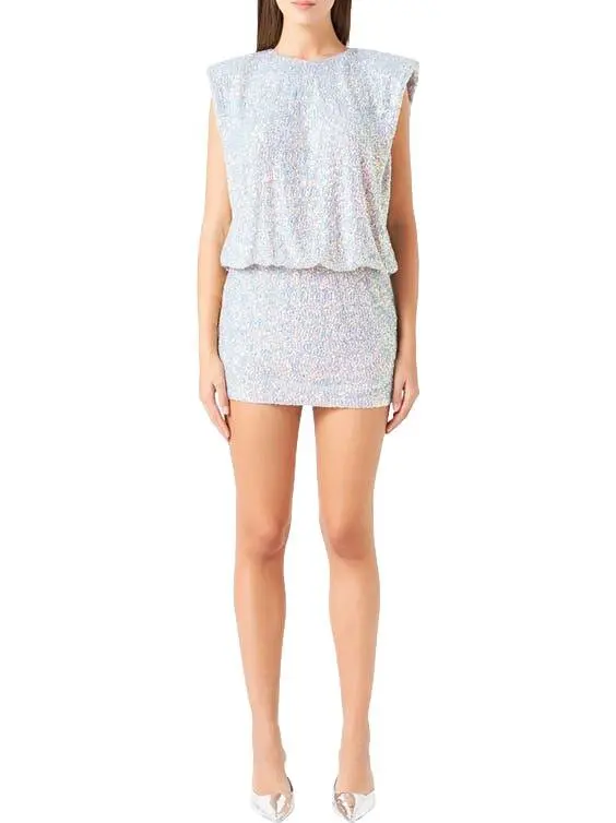 Endless Rose Sequin Blouson Minidress - Grey