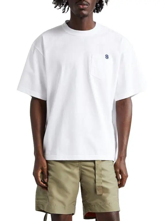 Sacai Embroidered Cotton Jersey T-shirt - White