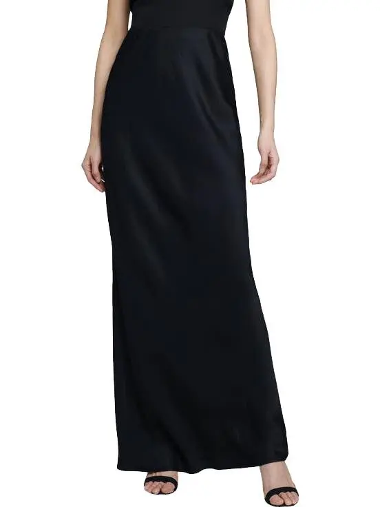 L'Agence Zeta Satin Maxi Skirt - Black